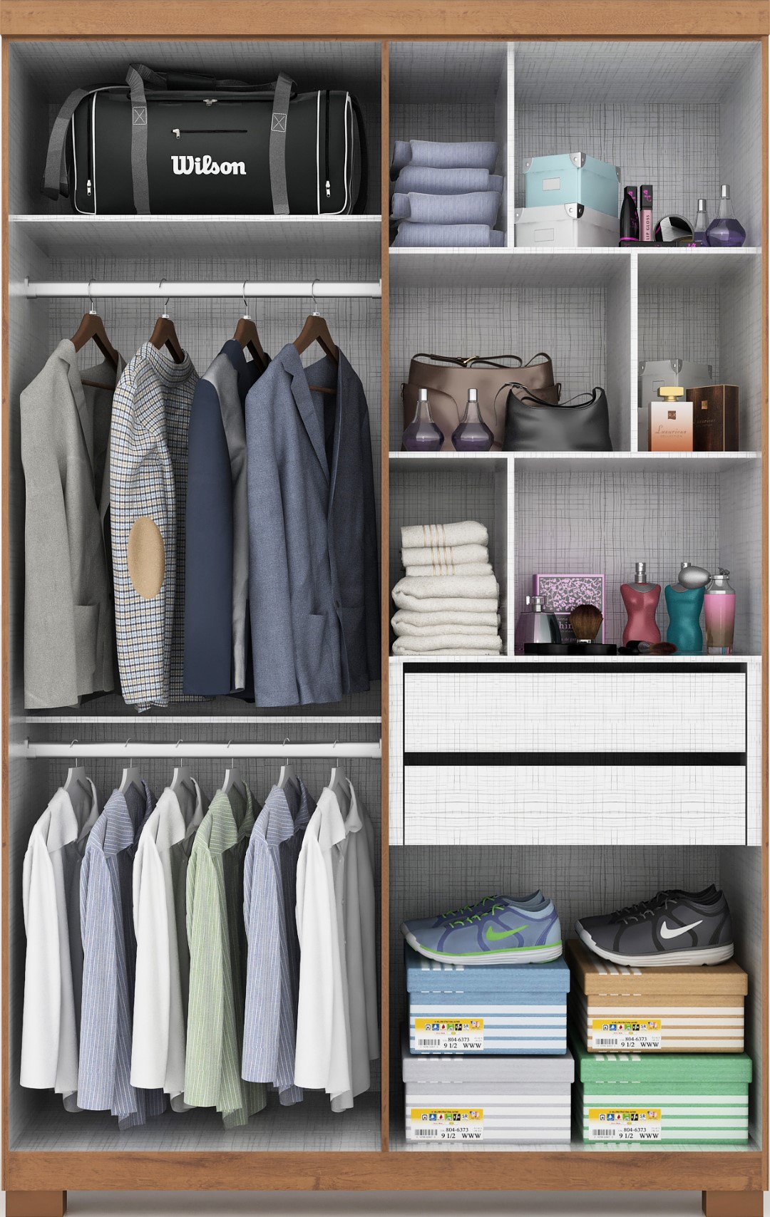 Guarda Roupa Olivia Acp 04 Portas 100% MDF - Savana/Grafite - Móveis ...